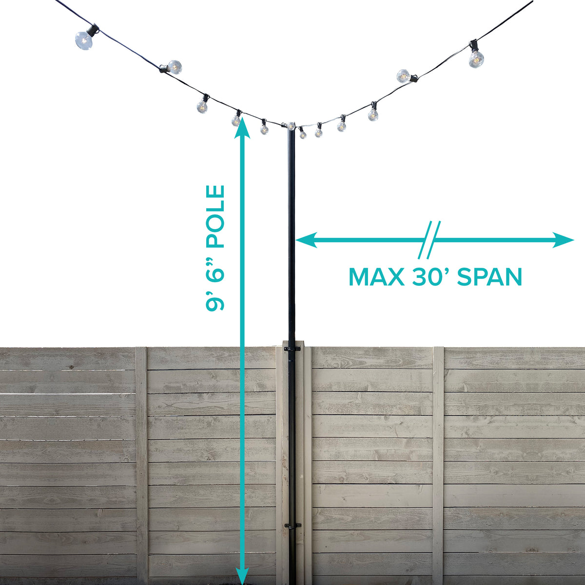 String Light Pole Stand With Brackets - Hang String Lights above Fence ...